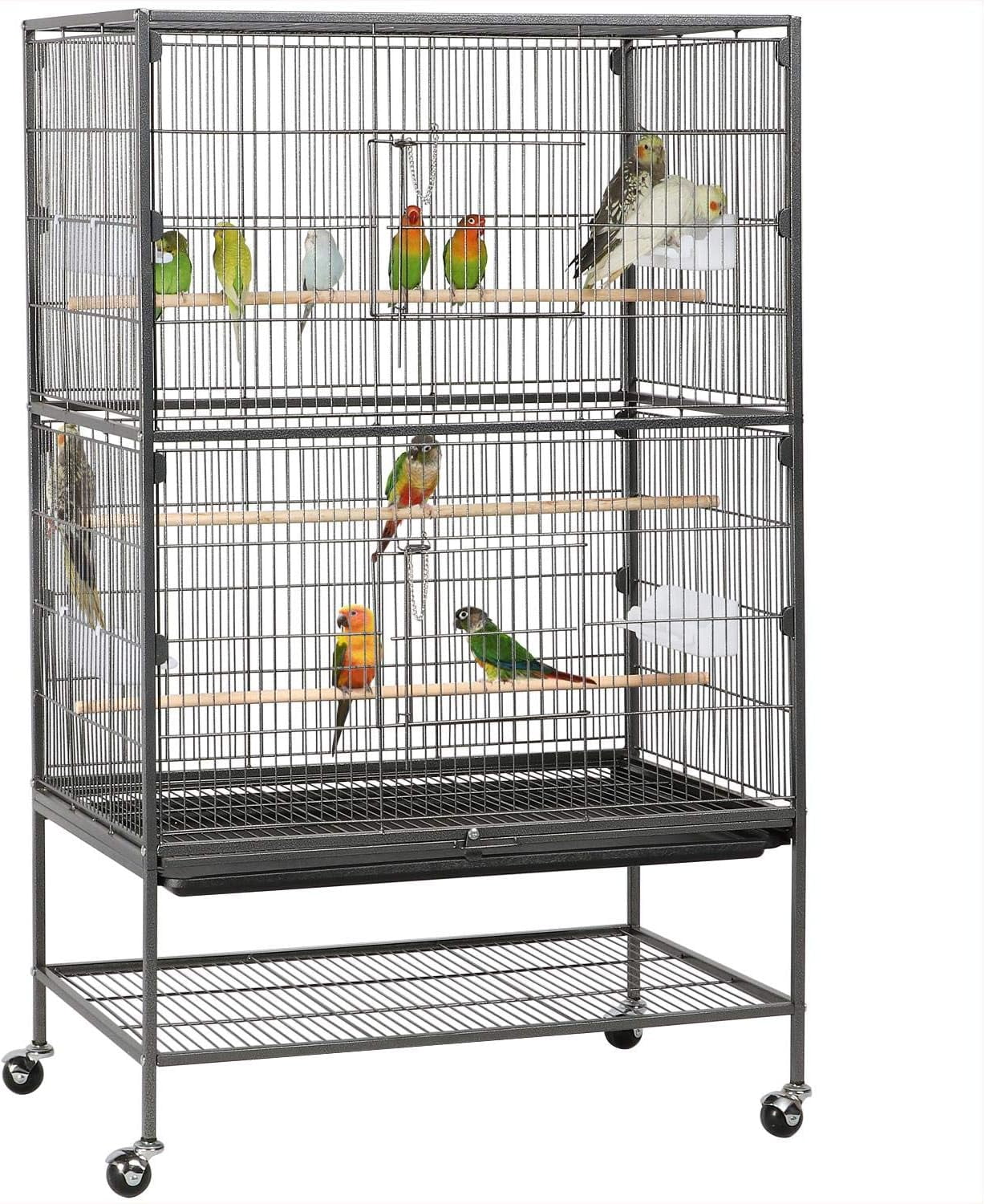 WgoodW 52-inch Wrought Steel Standing Large Flight King Bird Cage for ...