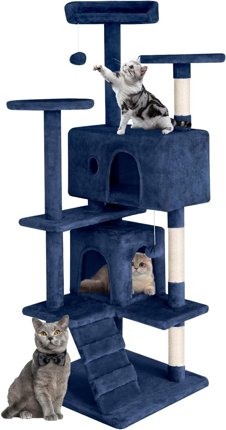 WgoodW Cat Tree 53 inches Cat Tower for Indoor Cats Cat House with ...