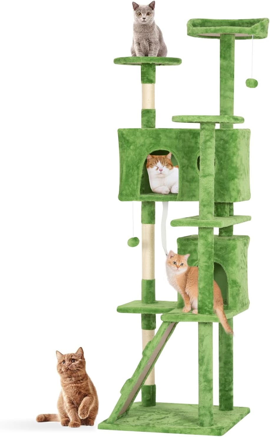 WgoodW Cat Tree 69.3 inches Cat Tower for Indoor Cats Cat House with ...