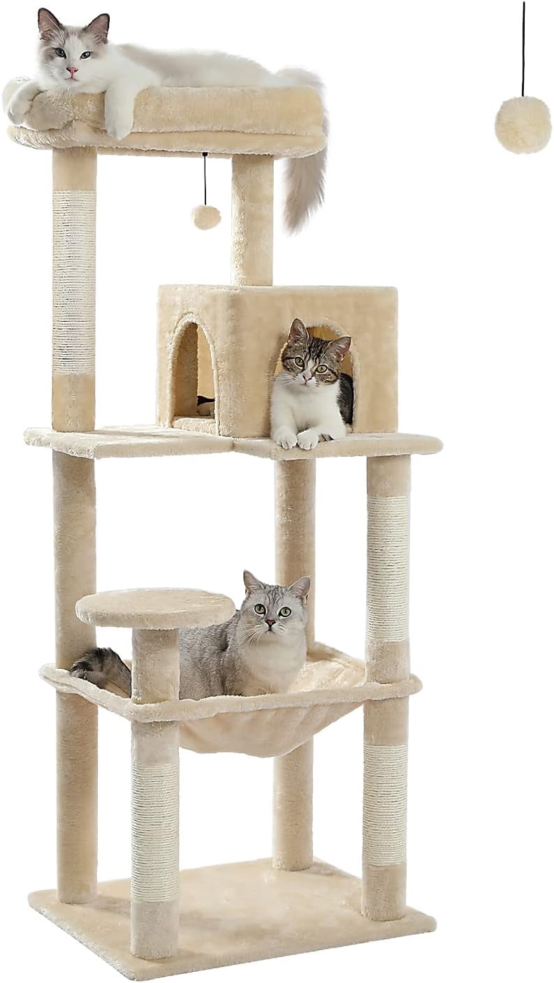 WgoodW Cat Tree for Large Cats with Metal Frame Big Hammock, Cat Tower ...