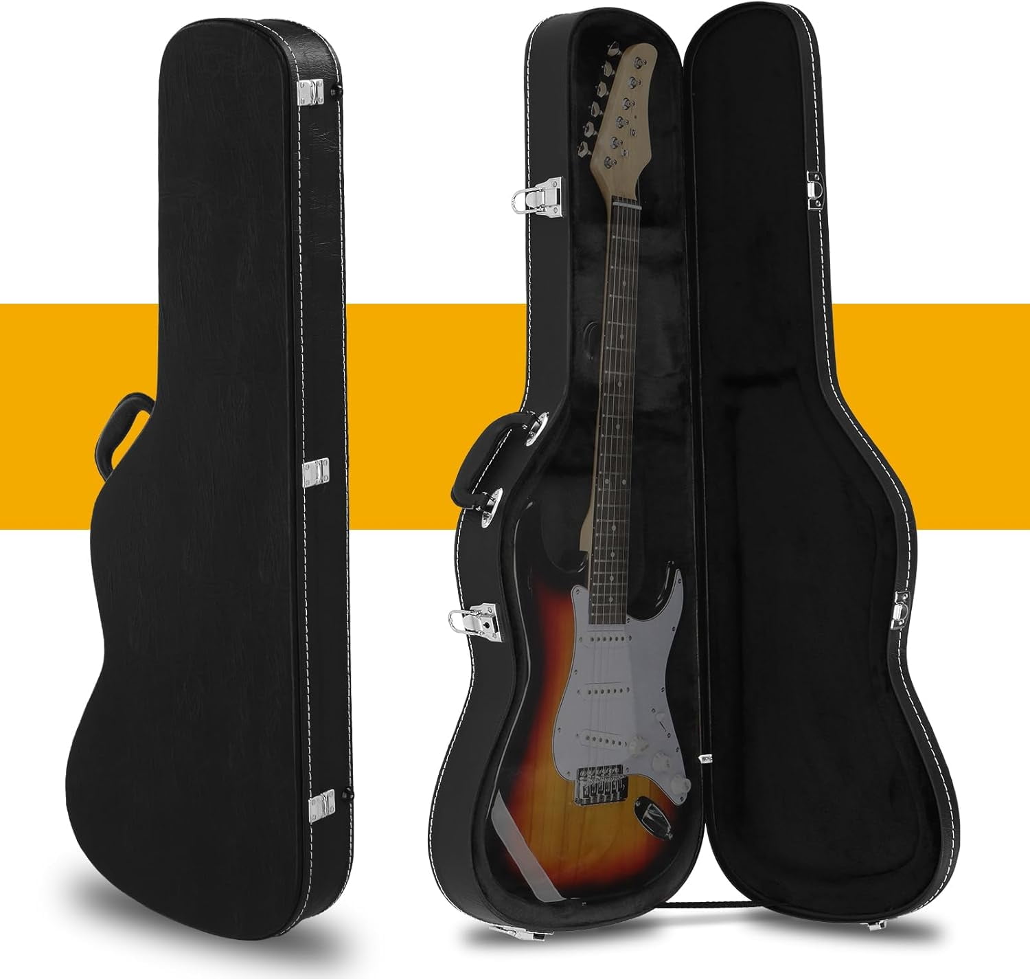 WgoodW Electric Guitar Hard Case, Wooden Hard-Shell Protective Carrying ...