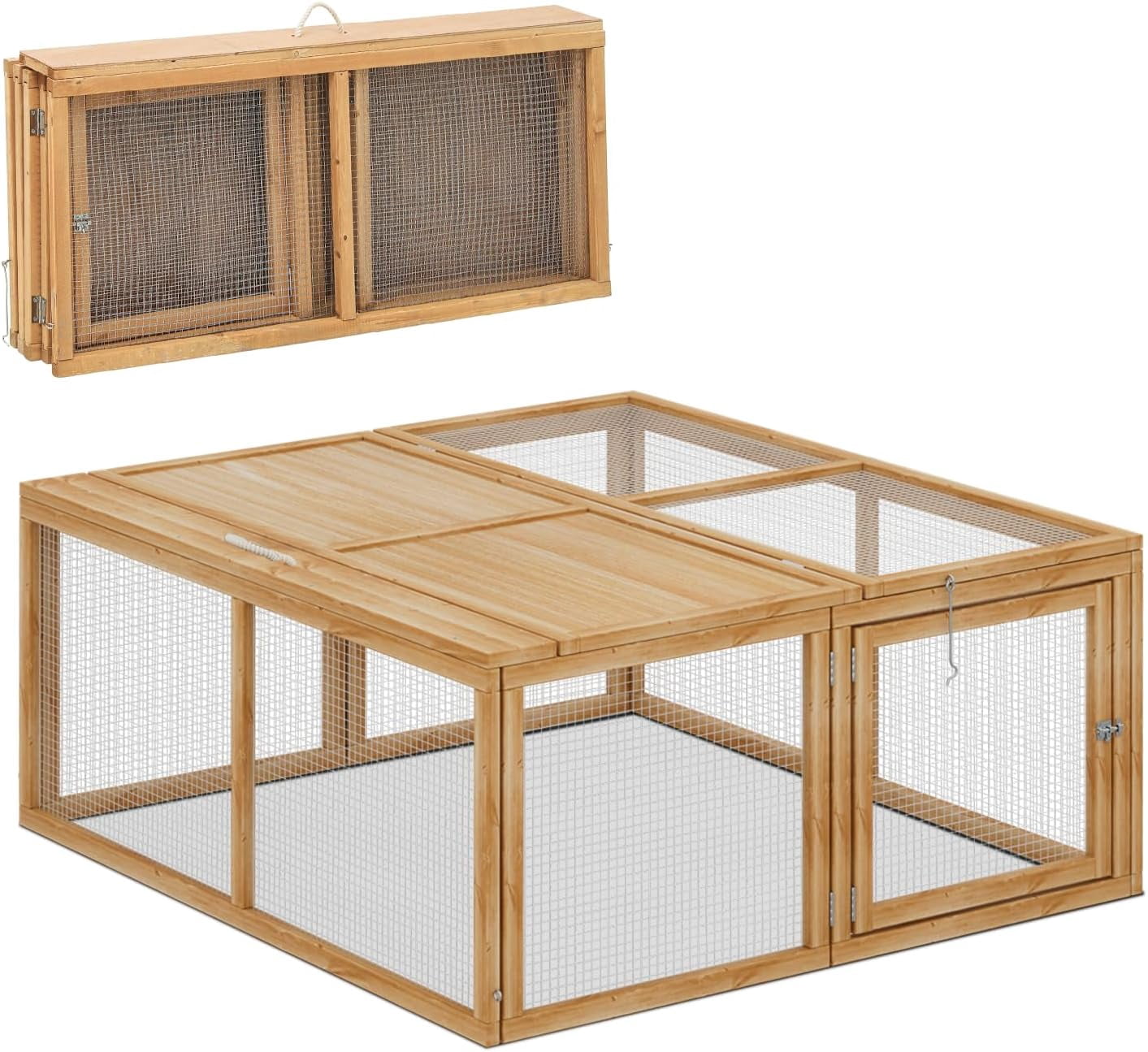 WgoodW Folding Chicken Coop Rabbit Hutch, Portable Chicken House with ...