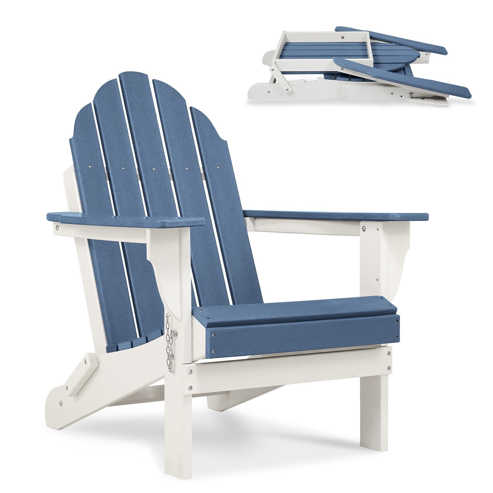 WgoodW HDPE Folding Adirondack Chair – Outdoor Patio All-Weather Fire ...