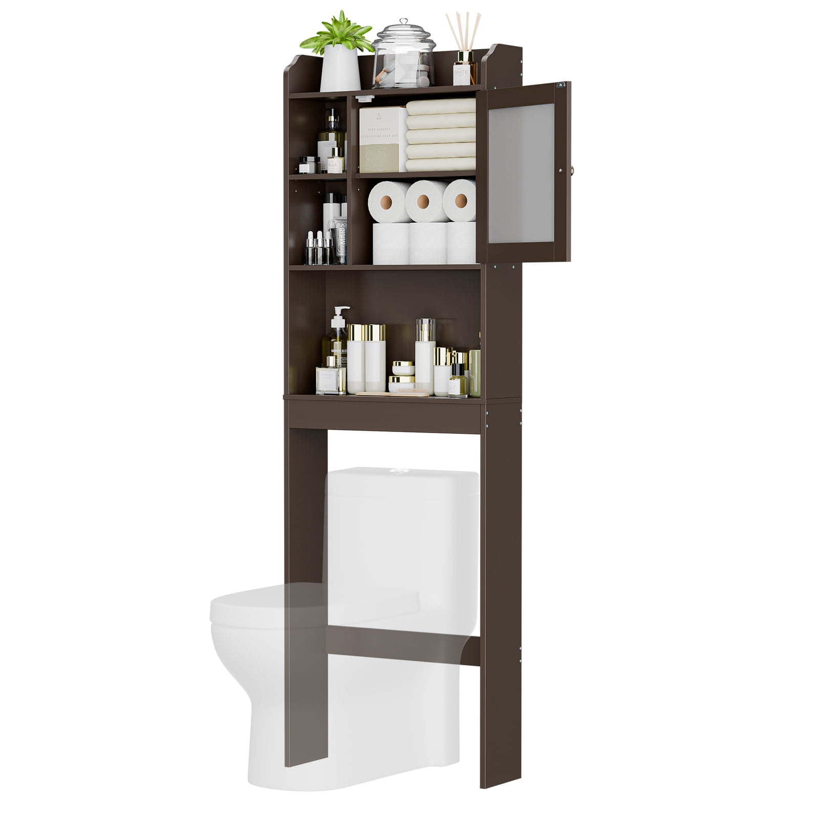 WgoodW Over The Toilet Bathroom Storage Cabinet - Wooden Organizer with ...