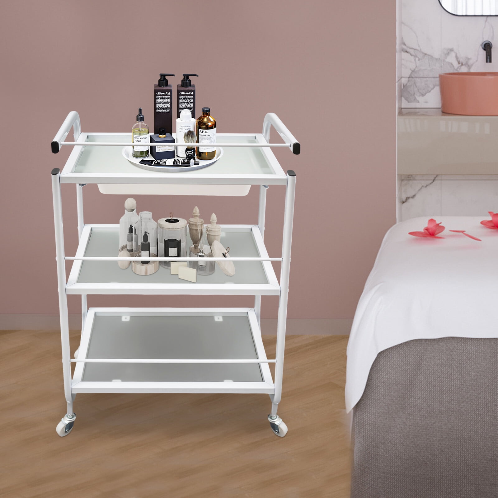 WgoodW Rolling Beauty Cart with Drawers - 3-Tier Mobile Spa & Salon ...