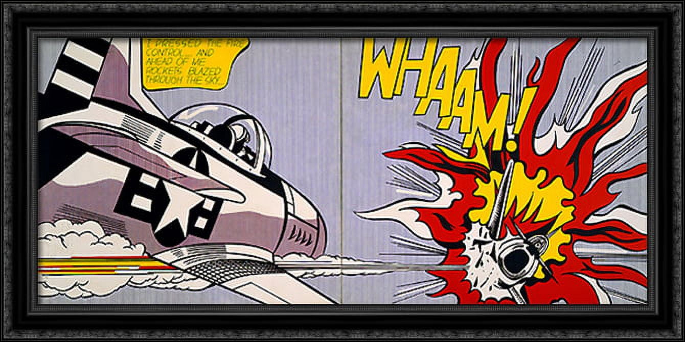 Whaam! 40x20 Large Black Ornate Wood Framed Canvas Art by Roy Lichtenstein - Walmart.com