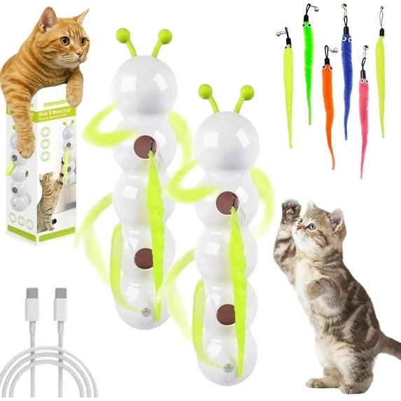 Whack a Worm Cat Toy, 2026 New Interactive Caterpillar Cat Toy, Smart ...