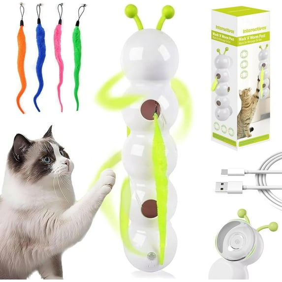 Whack a Worm Post Cat Toy, Interactive Caterpillar Smart Motion Cat Toy ...