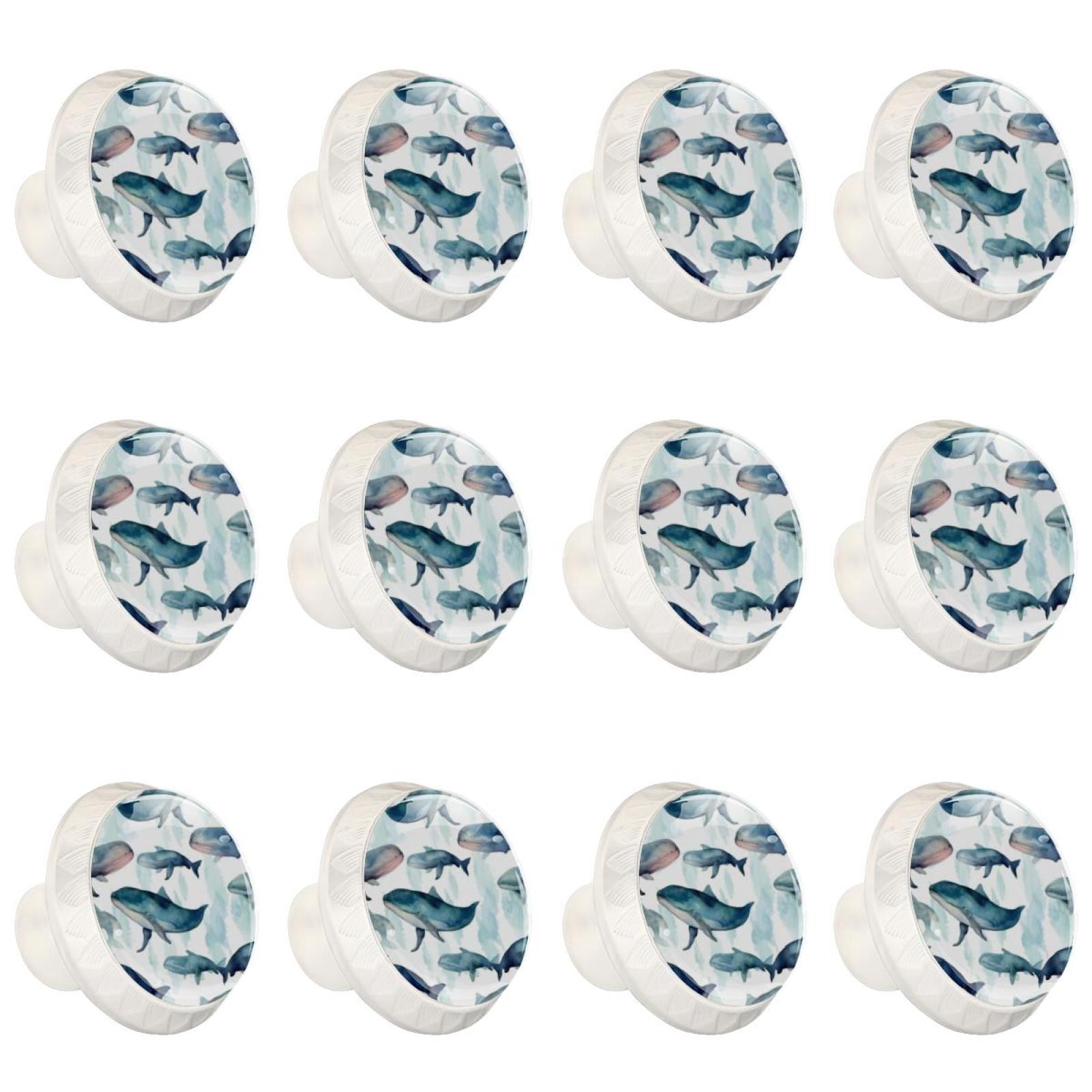Whale 12 Pcs White Round Drawer Pulls with Screws,ABS and Glass Cabinet ...