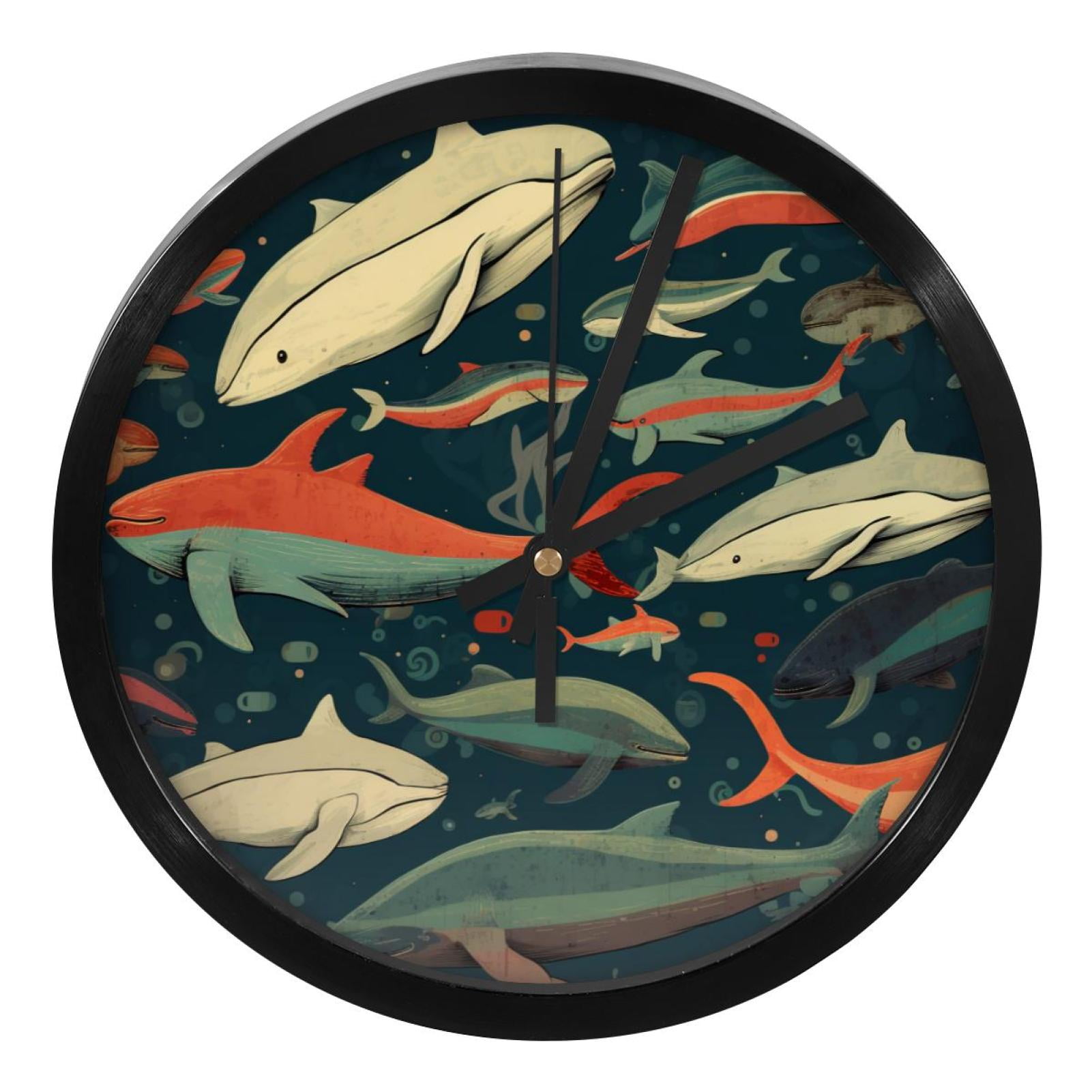 Whale 9.8 Inch Round Digital Wall Clock - Silent Non-Ticking Battery ...