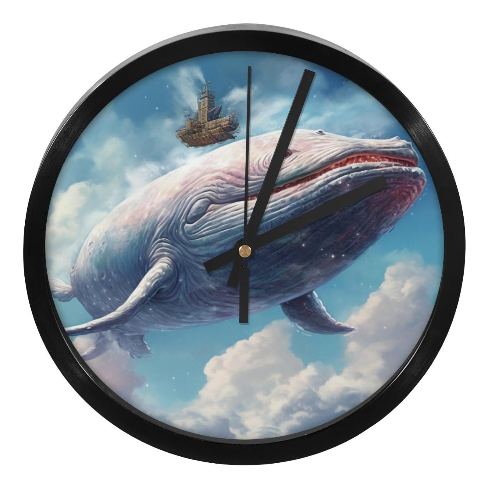 Whale 9.8 Inch Round Digital Wall Clock - Silent Non-Ticking Battery ...