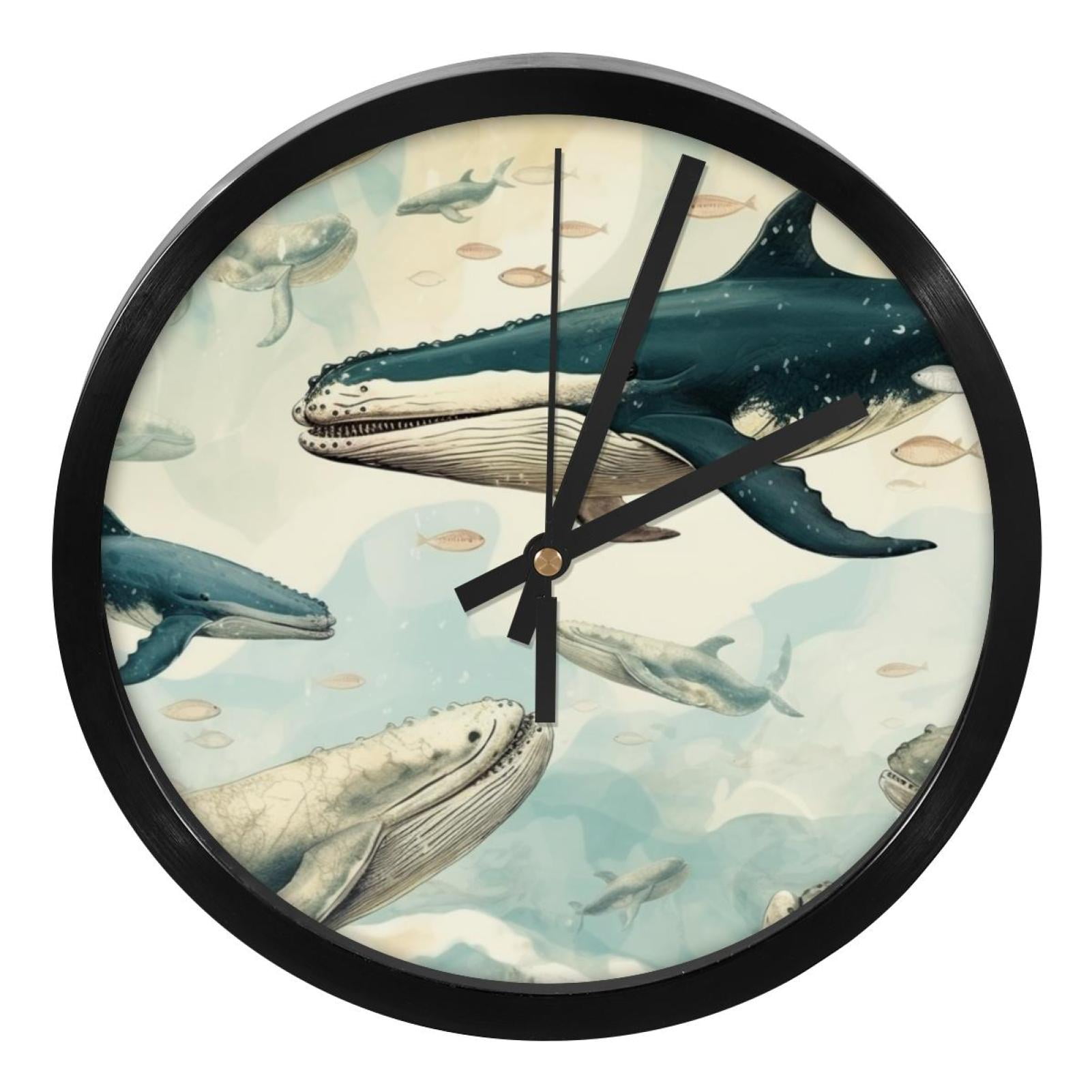 Whale 9.8 Inch Round Digital Wall Clock - Silent Non-Ticking Battery ...