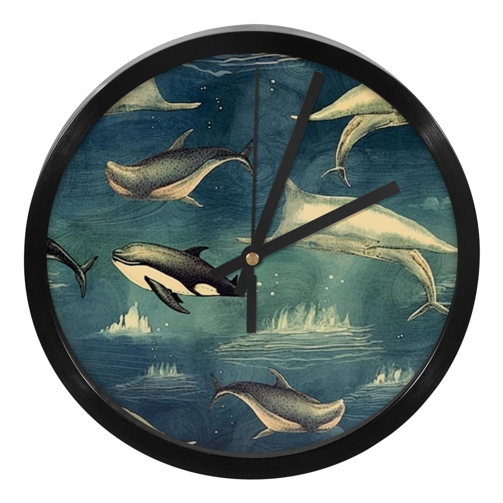 Whale 9.8 Inch Round Digital Wall Clock - Silent Non-Ticking Battery ...