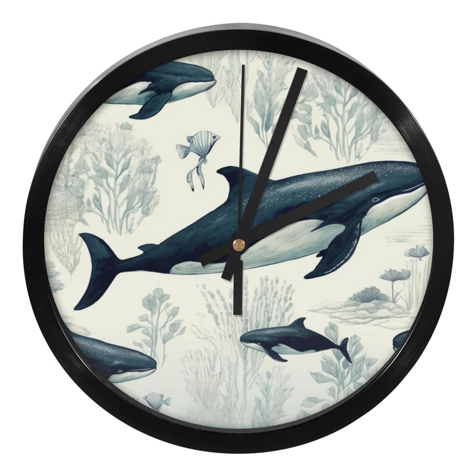 Whale 9.8 Inch Silent Wall Clock, Round Digital Battery Operated Clock ...