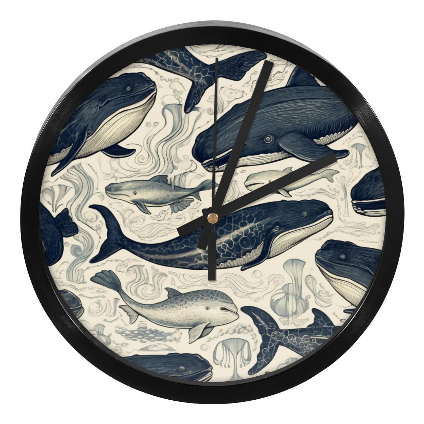 Whale 9.8 Inch Silent Wall Clock, Round Digital Battery Operated Clock ...