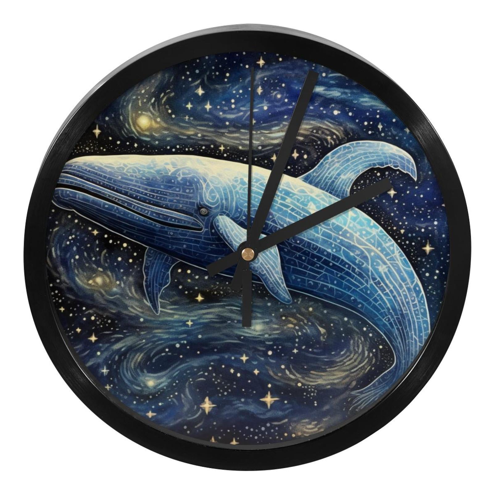 Whale 9.8 Inches Silent Non-Ticking Round Digital Wall Clock for ...
