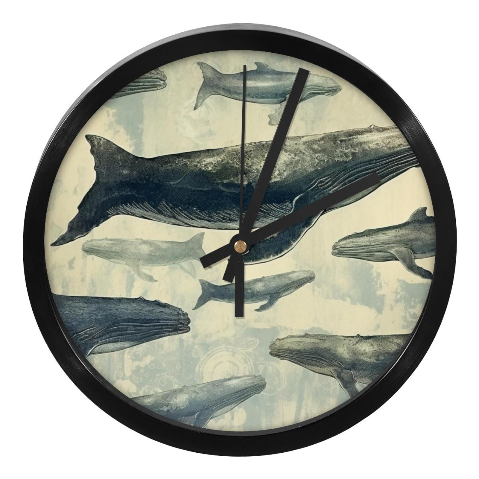 Whale 9.8 Inches Silent Non-Ticking Round Digital Wall Clock for ...