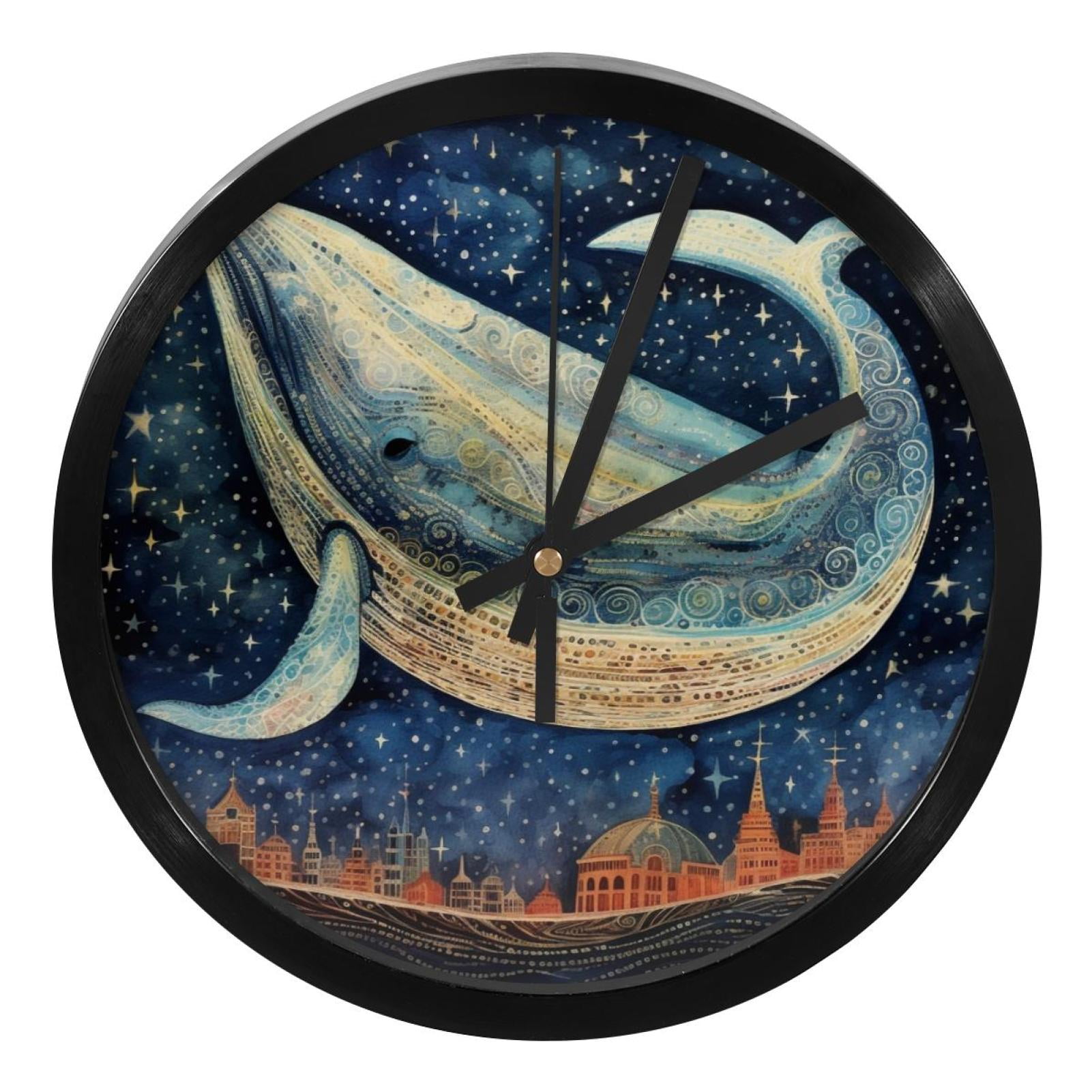 Whale 9.8 Inches Silent Non-Ticking Round Digital Wall Clock for ...