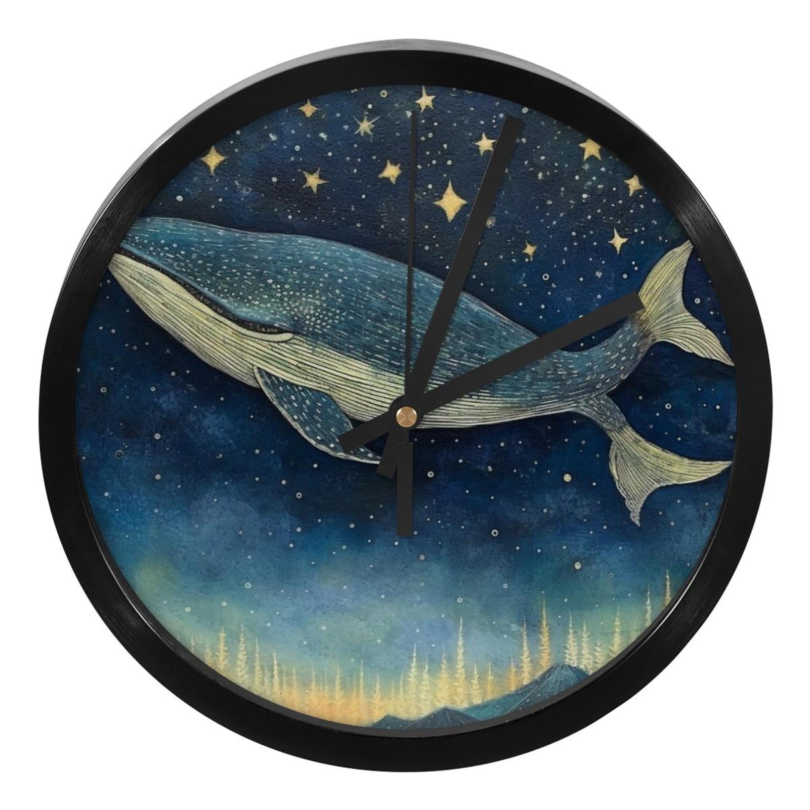Whale 9.8 Inches Silent Wall Clock, Round Digital Battery Operated ...