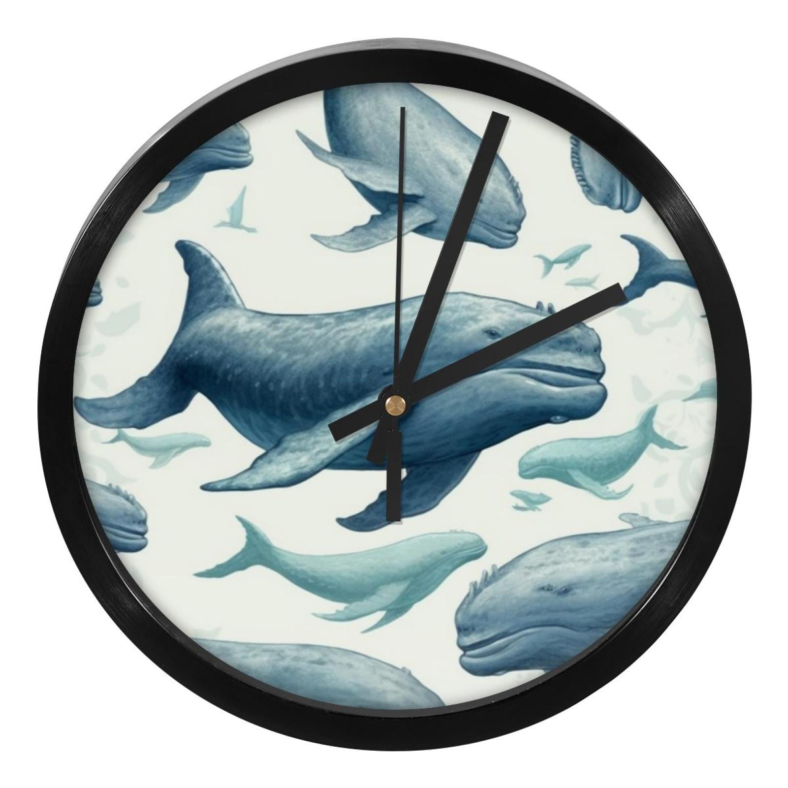 Whale 9.8 Inches Wall Clock - Silent Round Digital Clock, Battery ...