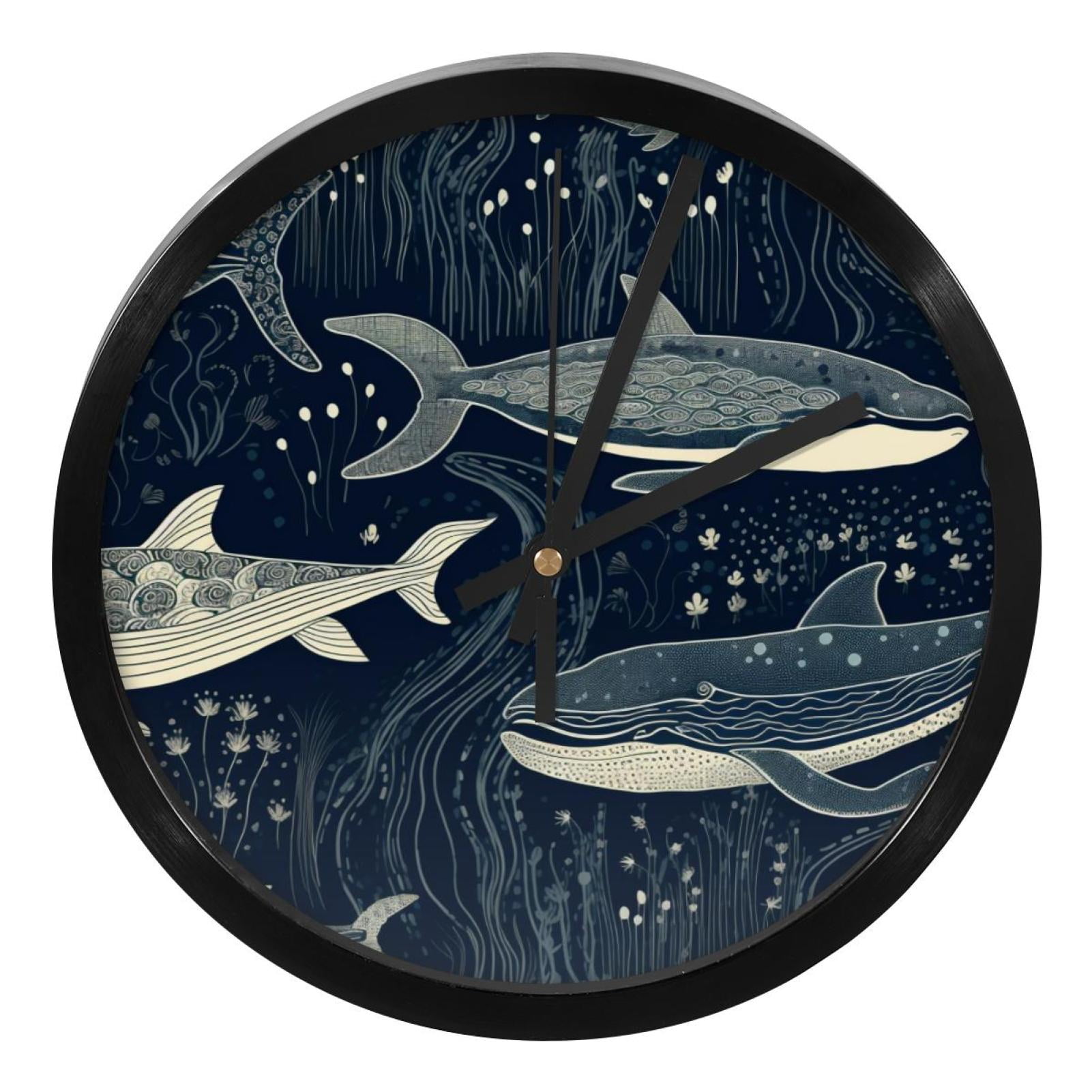 Whale 9.8 Inches Wall Clock - Silent Round Digital Clock, Battery ...