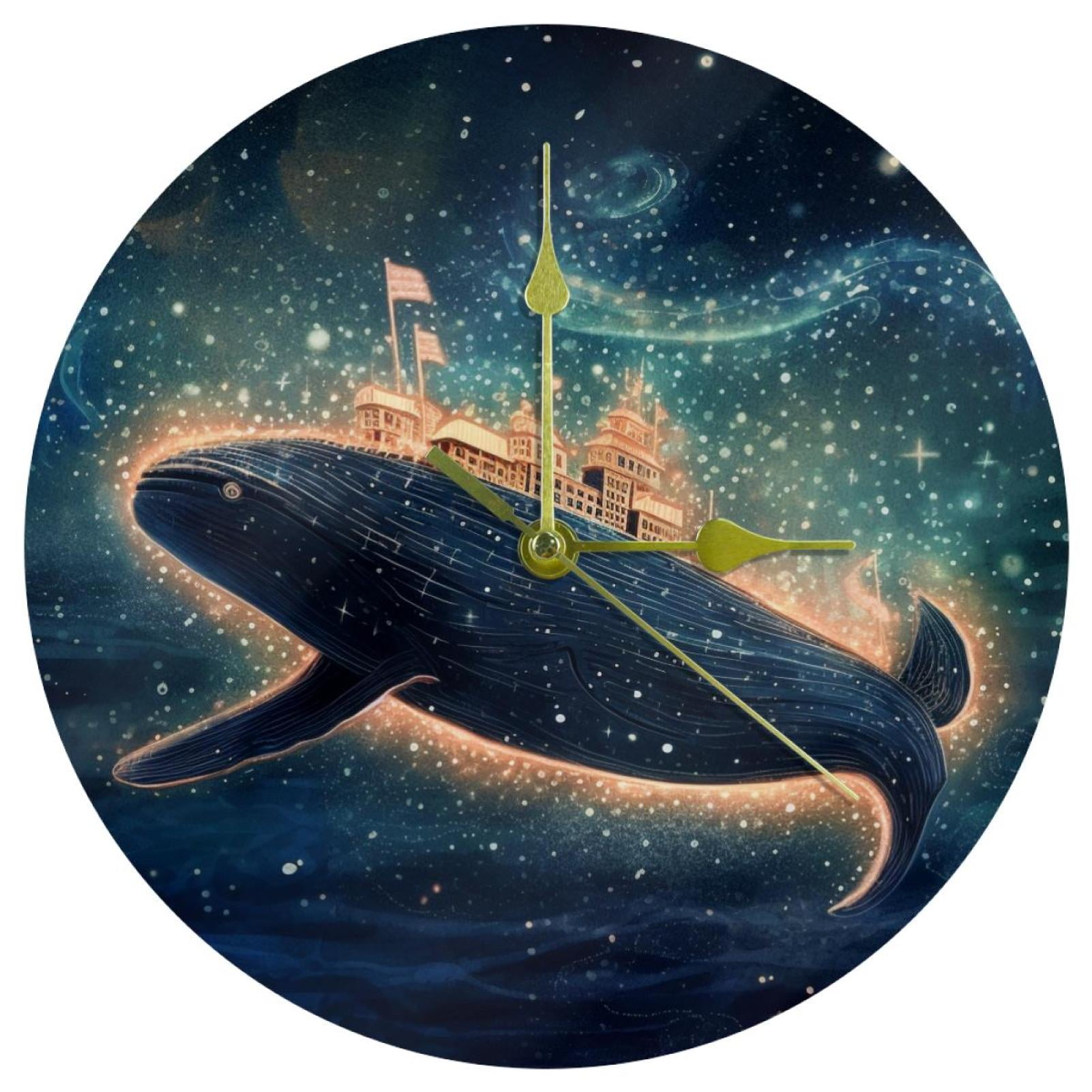 Whale Acrylic Circular Wall Clock - Modern Design, Silent Sweep ...