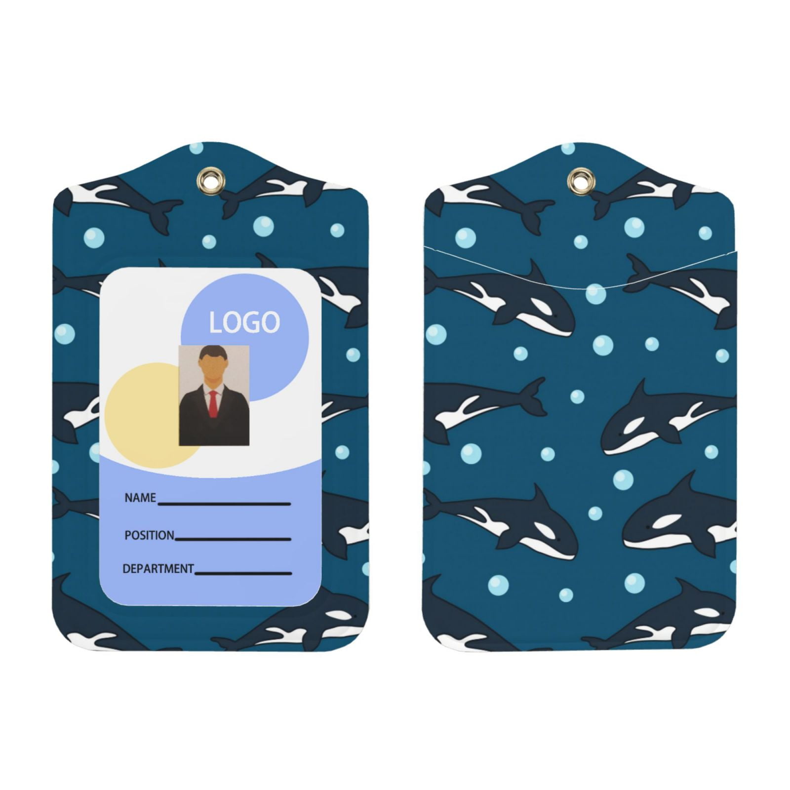 Whale Animal Pattern Id Card Badge Leather Holder Case Protector For ...