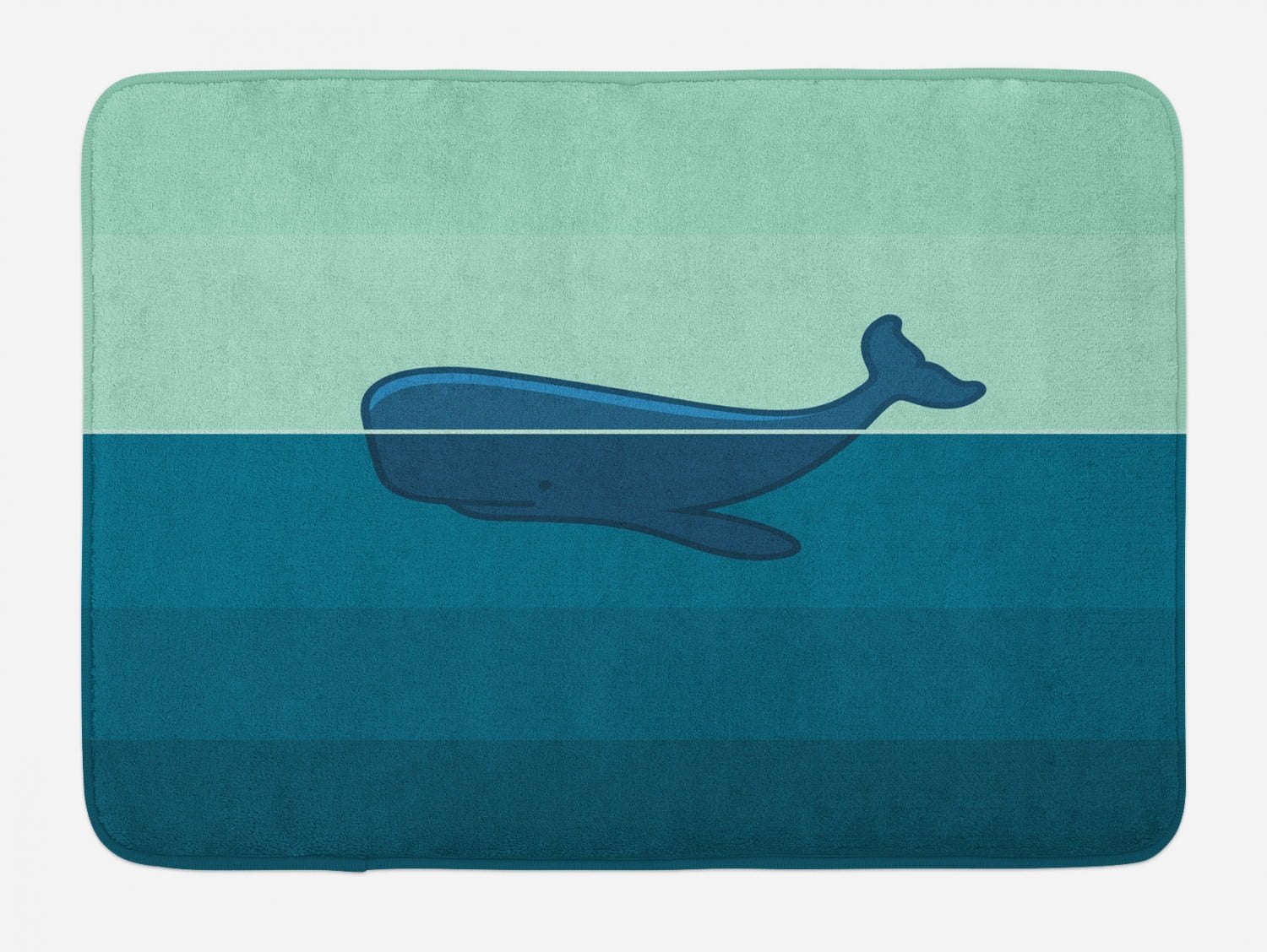 Whale Bath Mat, Big Blue Whale Half of it Swimming on the top of Ocean ...