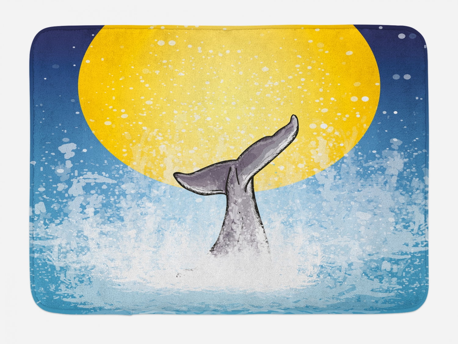 Whale Bath Mat, Whales Tail in Ocean on Full Moon Diving in Water ...