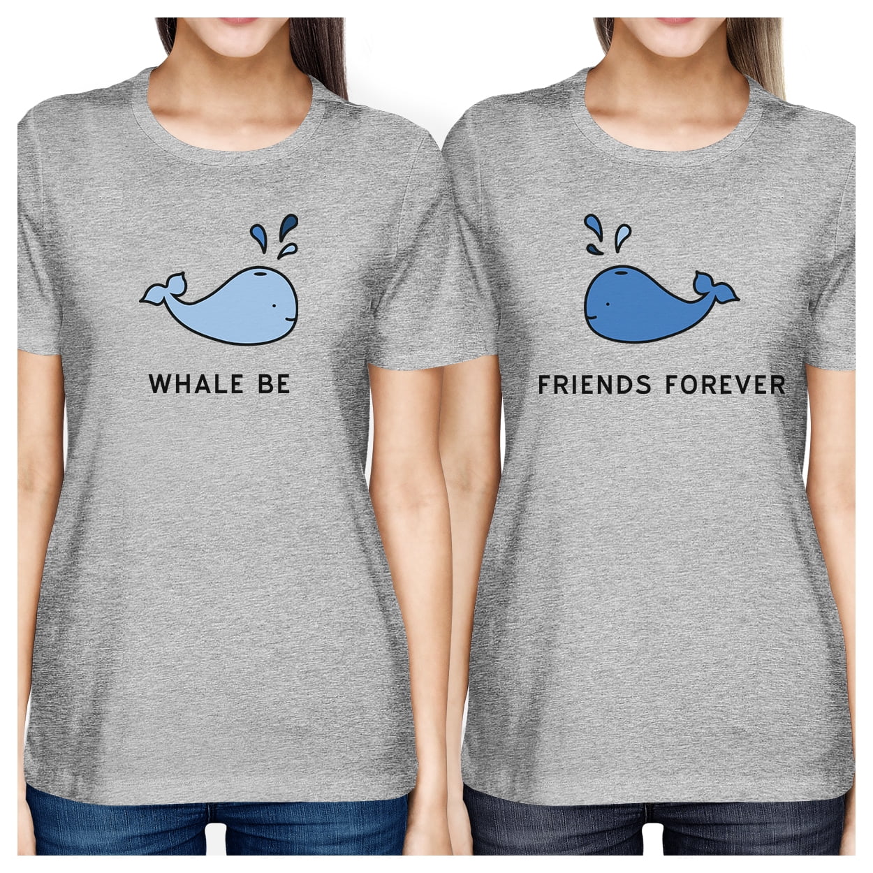 Whale Be Friend Forever Best Friend Matching Grey Cute Graphic Tee ...