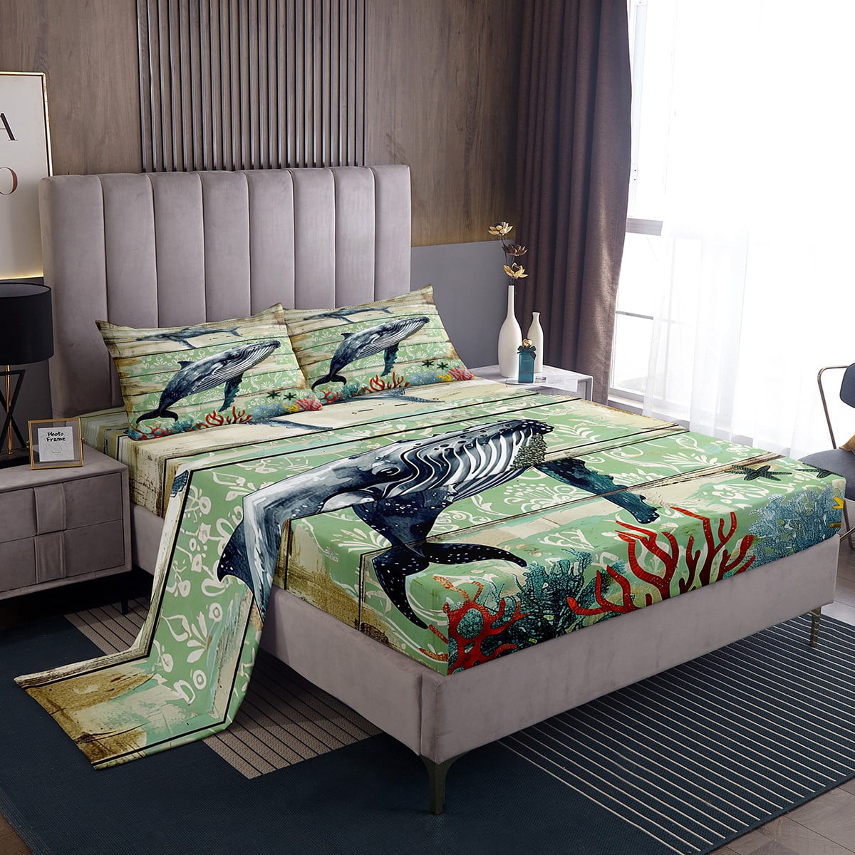 Whale Bed Sheets Set Nautical Sea Animal Sheet Set Twin,Coastal Sheets ...