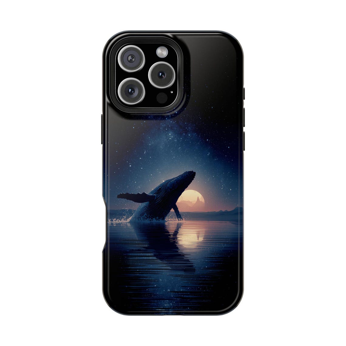 Whale Breaching Ocean Night Sky Cosmic Watercolor Art Phone Case with ...