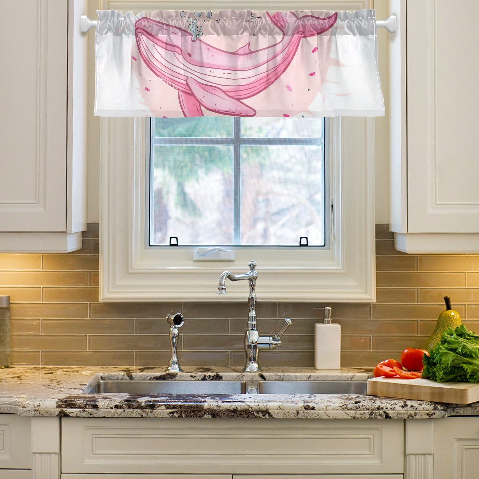 Whale Bubbles Curtain Valances Farmhouse Design Window Treatment Decor ...
