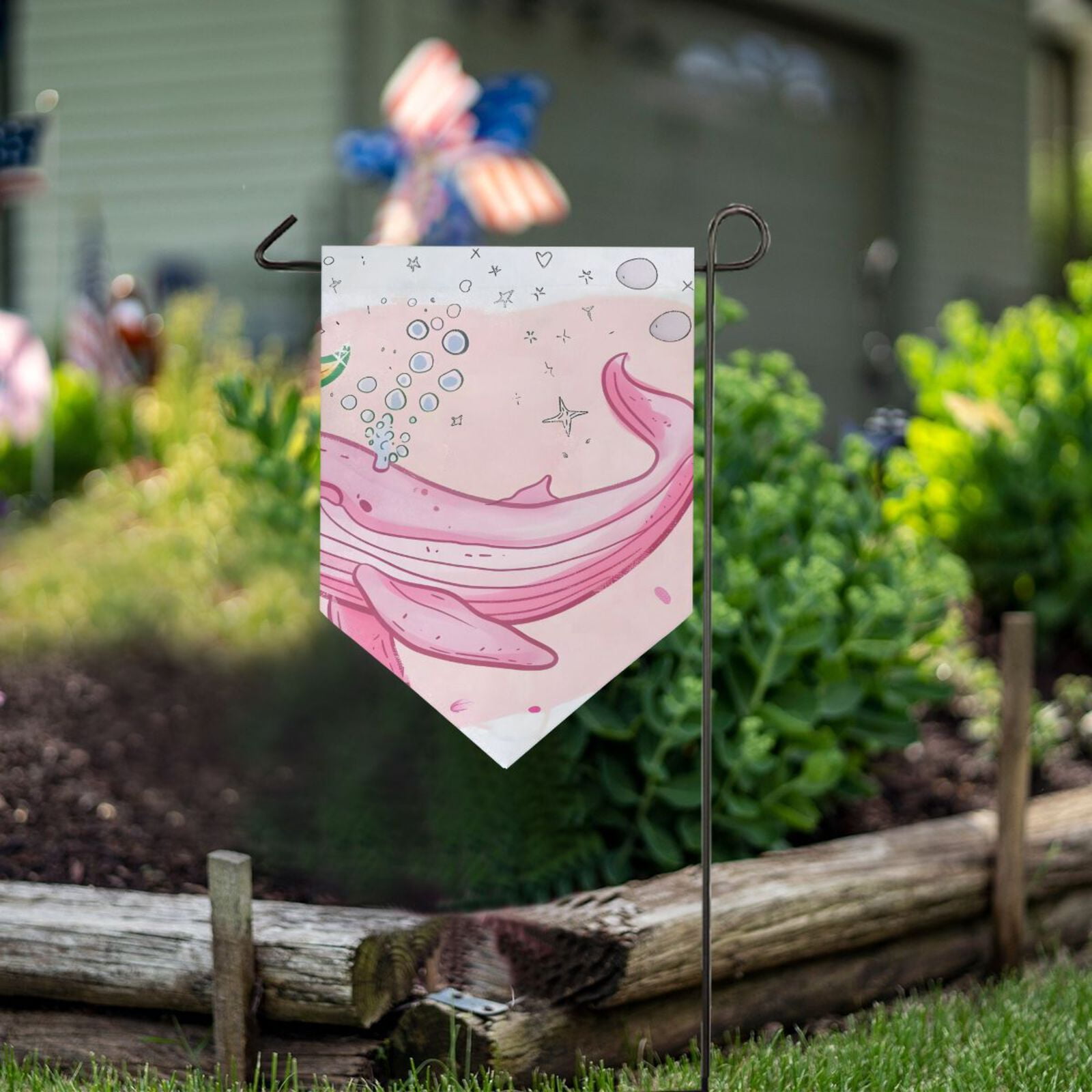 Whale Bubbles Garden Flag 18" x 12.5" Double Sided Yard Lawn Outdoor ...