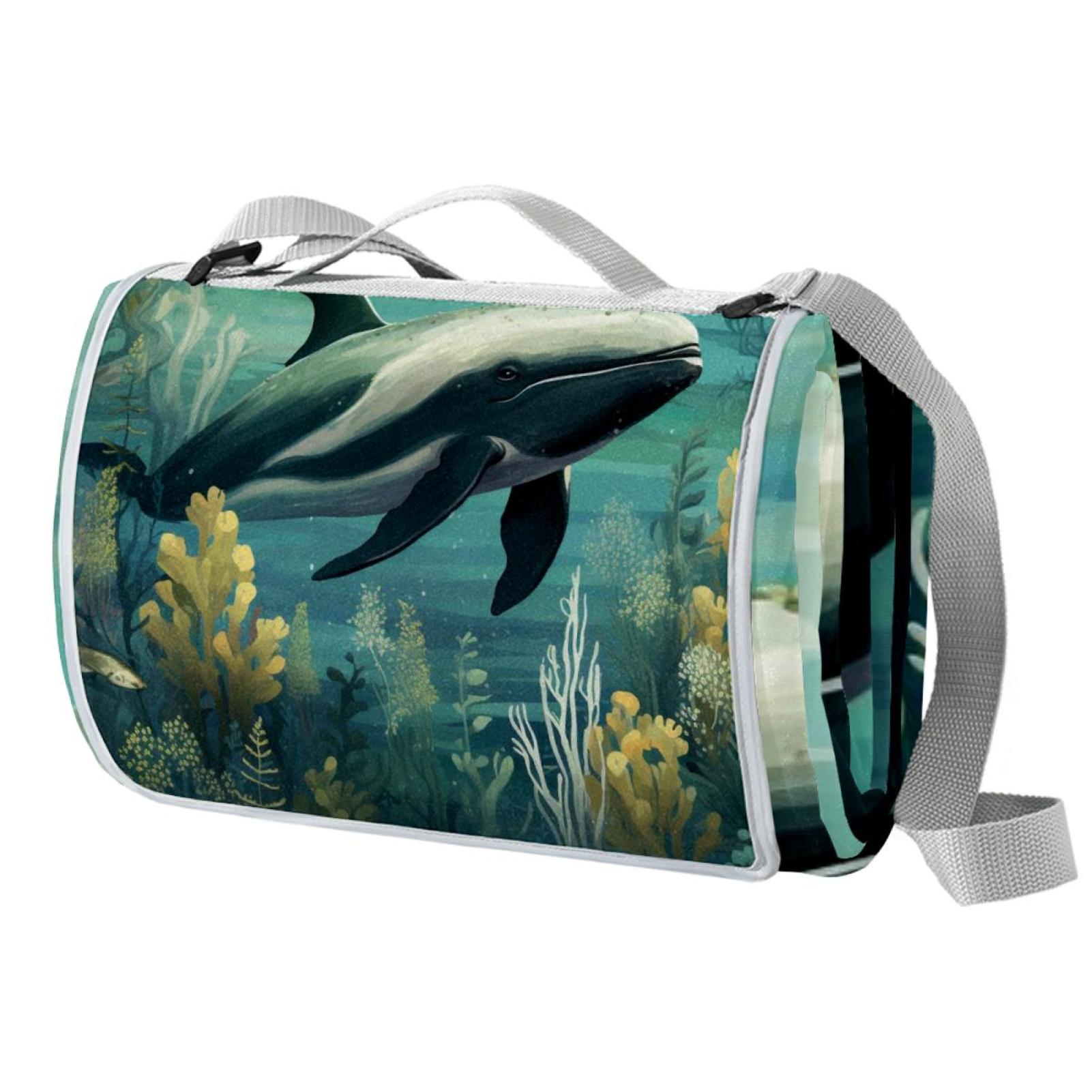 Whale Canvas Picnic Blanket Outdoor Waterproof Portable Mat for Camping ...