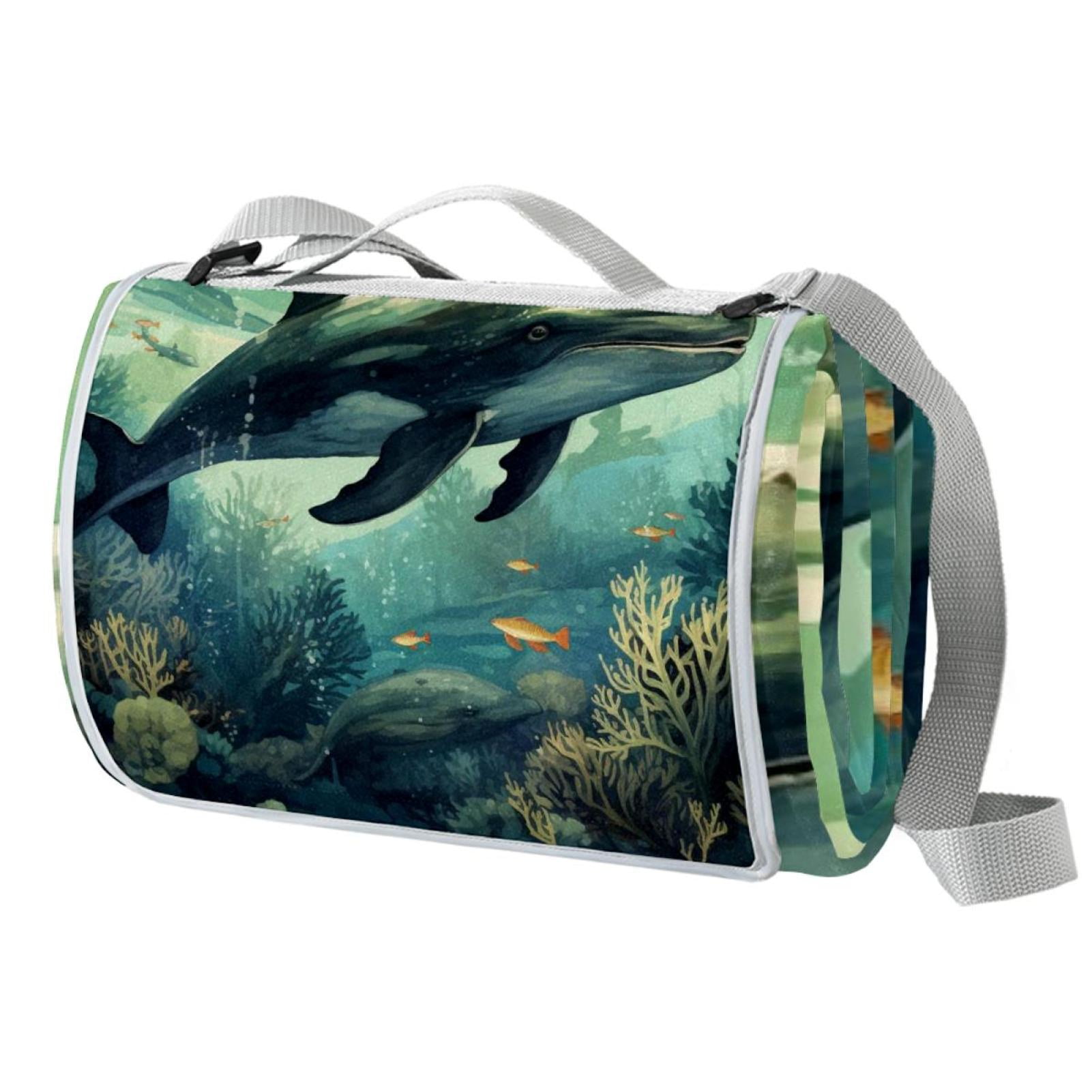 Whale Canvas Picnic Blanket Waterproof and Portable Outdoor Beach Mat ...