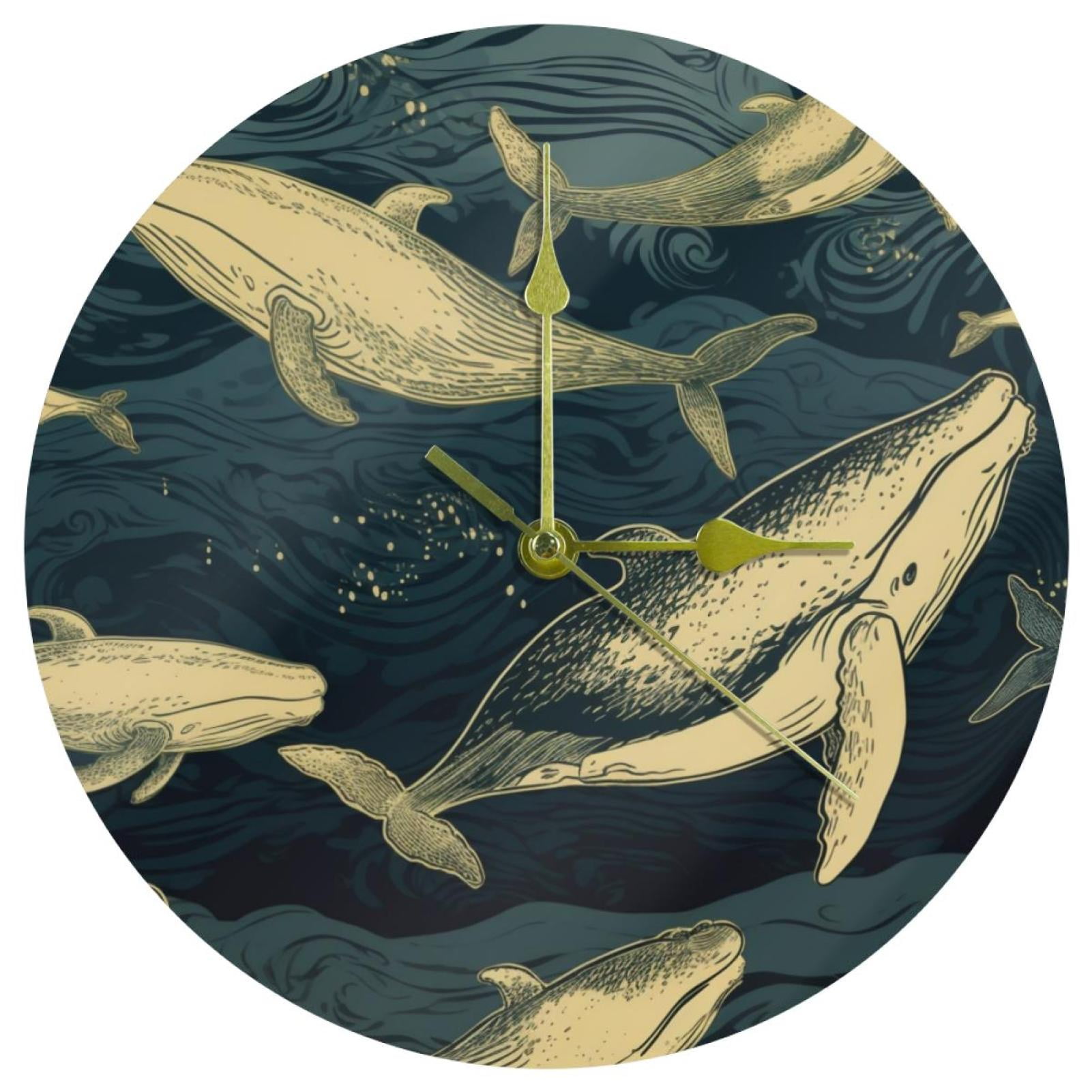 Whale Circular Acrylic Wall Clock - Elegant Timepiece for Home Decor ...