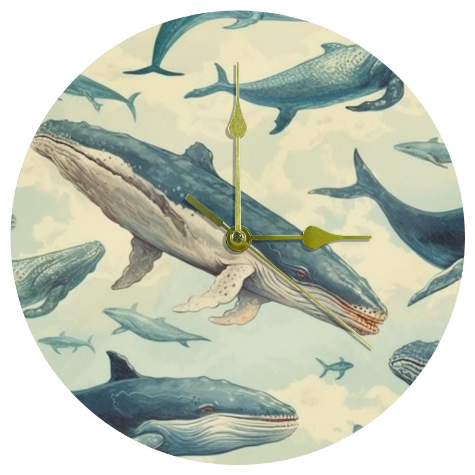 Whale Circular Acrylic Wall Clock - Stylish Timepiece for Home Decor ...
