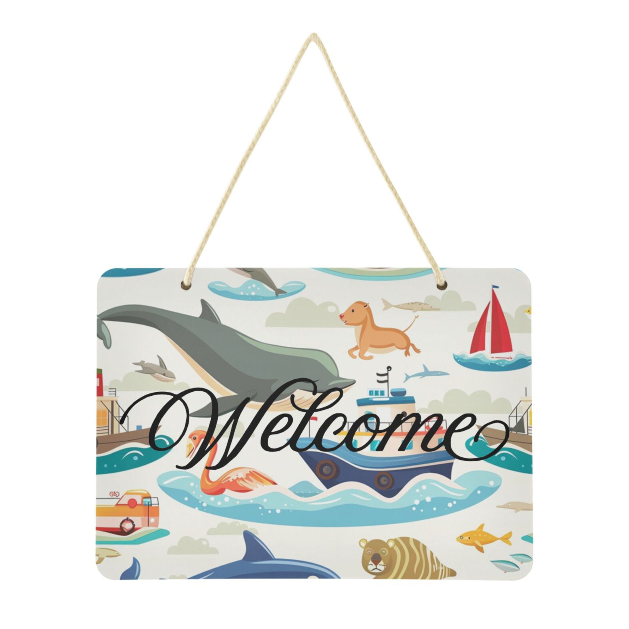 Whale Cruises Dolphin Sailboat Welcome Sign Front Door PVC 14x10 inch ...