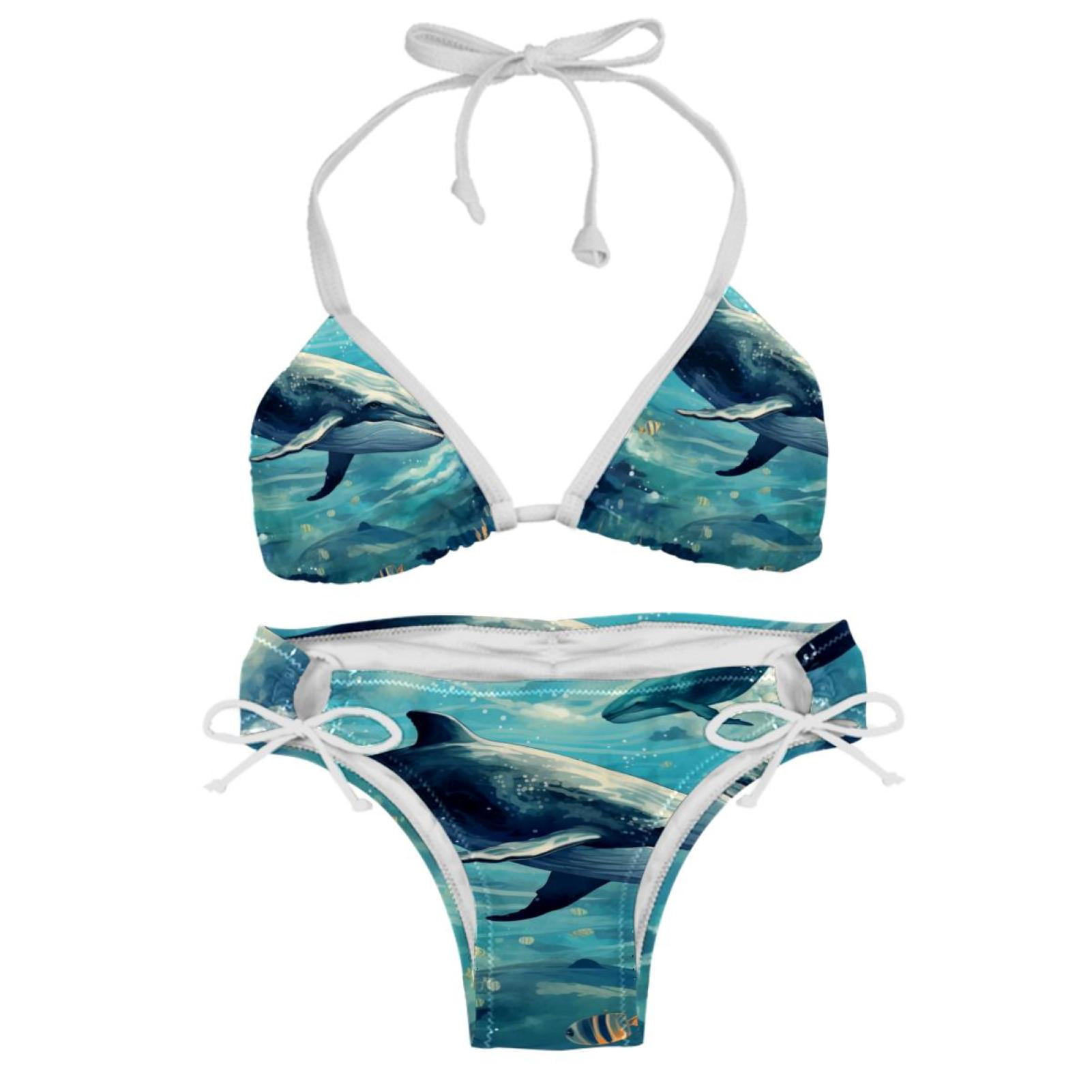 Whale Detachable Sponge Adjustable Strap Bikini Set Two-Pack Swim Suit ...