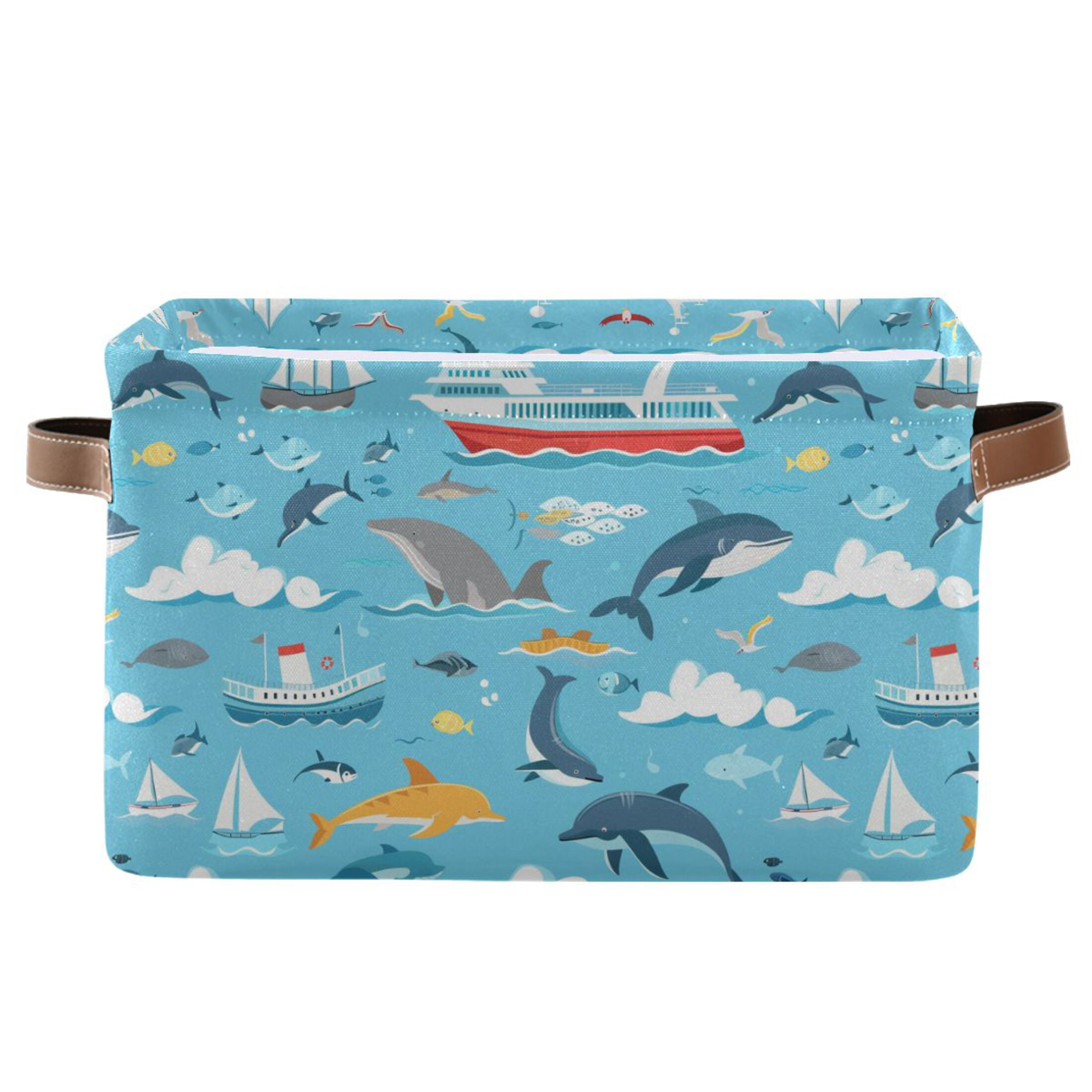 Whale Dolphin Cruises Seagull Storage Bins with Handle Fabric Organizer ...