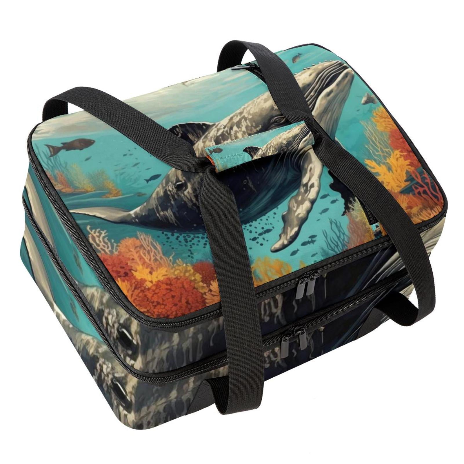 Whale Double Layered Insulated Lunch Bag with Two Compartments | Large ...