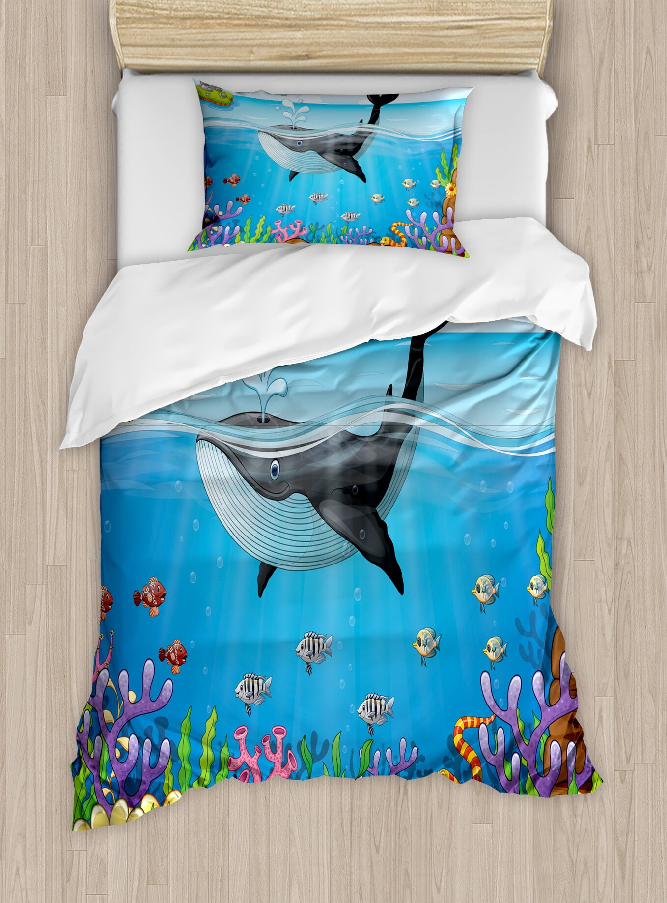 Whale Duvet Cover Set, Massive Whale the Master of the Oceans ...
