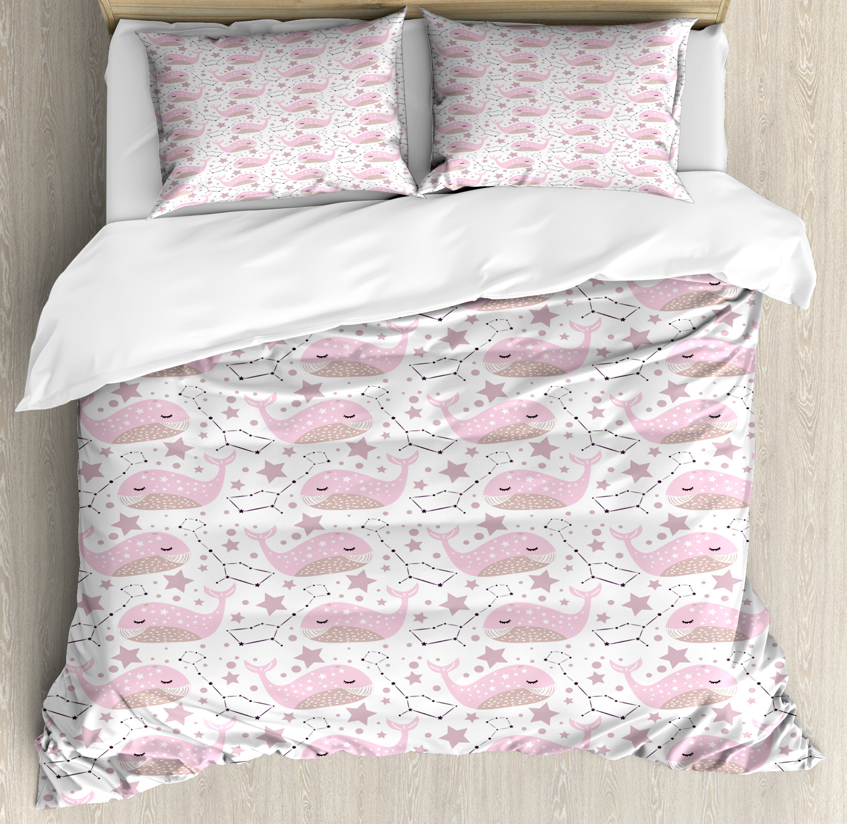 Whale Duvet Cover Set, Nautical Animal Constellation Stars Sky ...