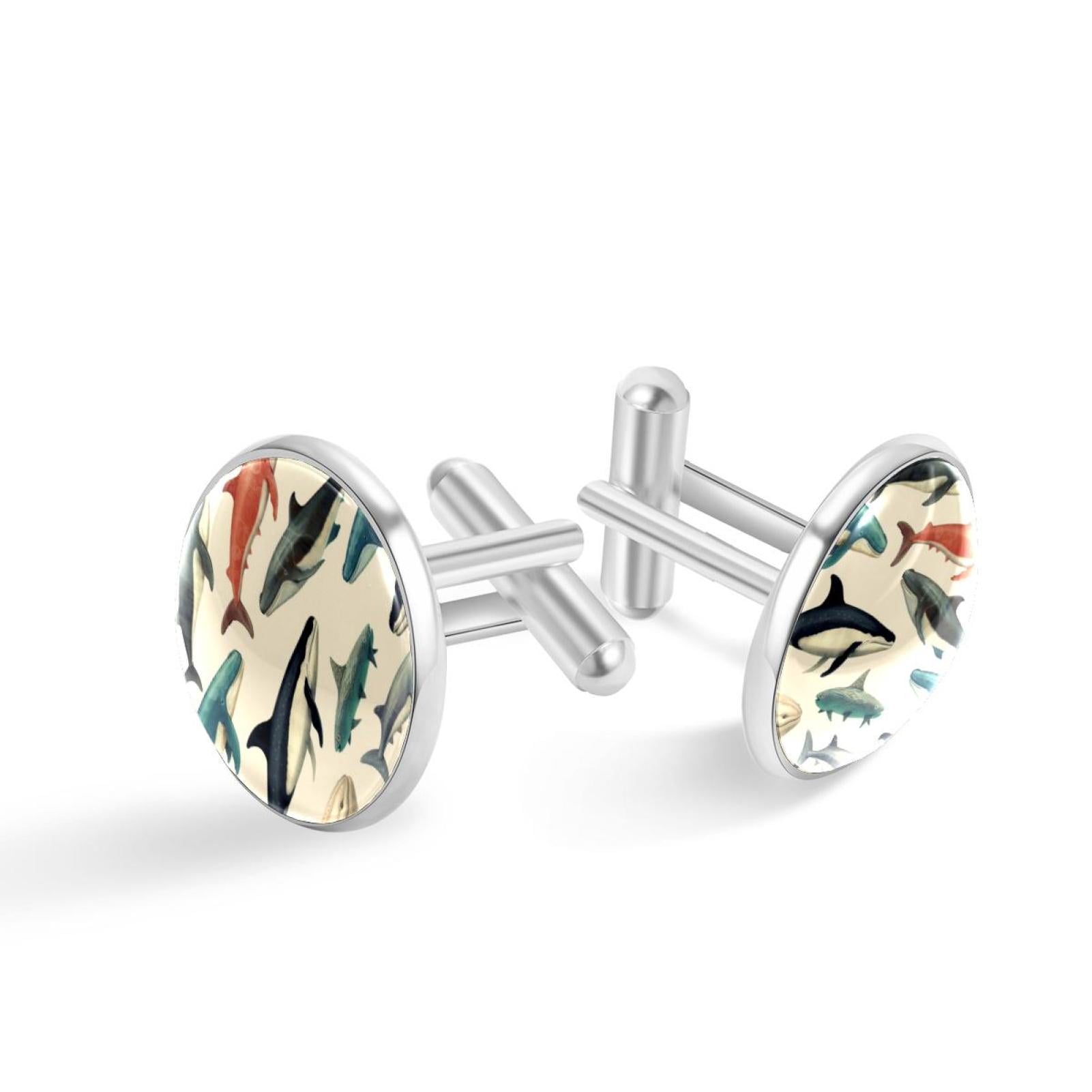 Whale Elegant Men's Stainless Steel Cufflinks Set for Formal Attire and ...