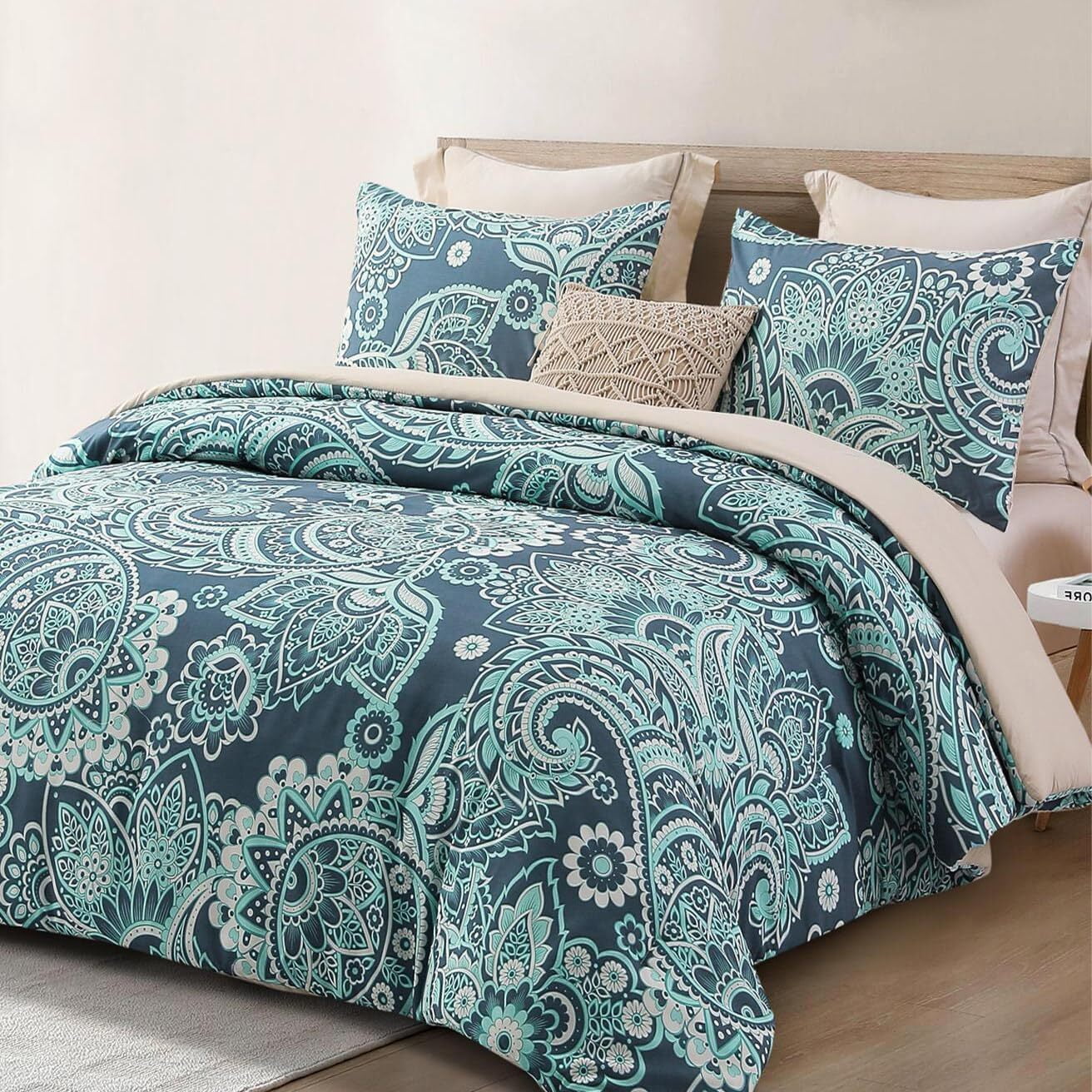 Whale Flotilla King Comforter Set, Soft Reversible Beige Bedding ...