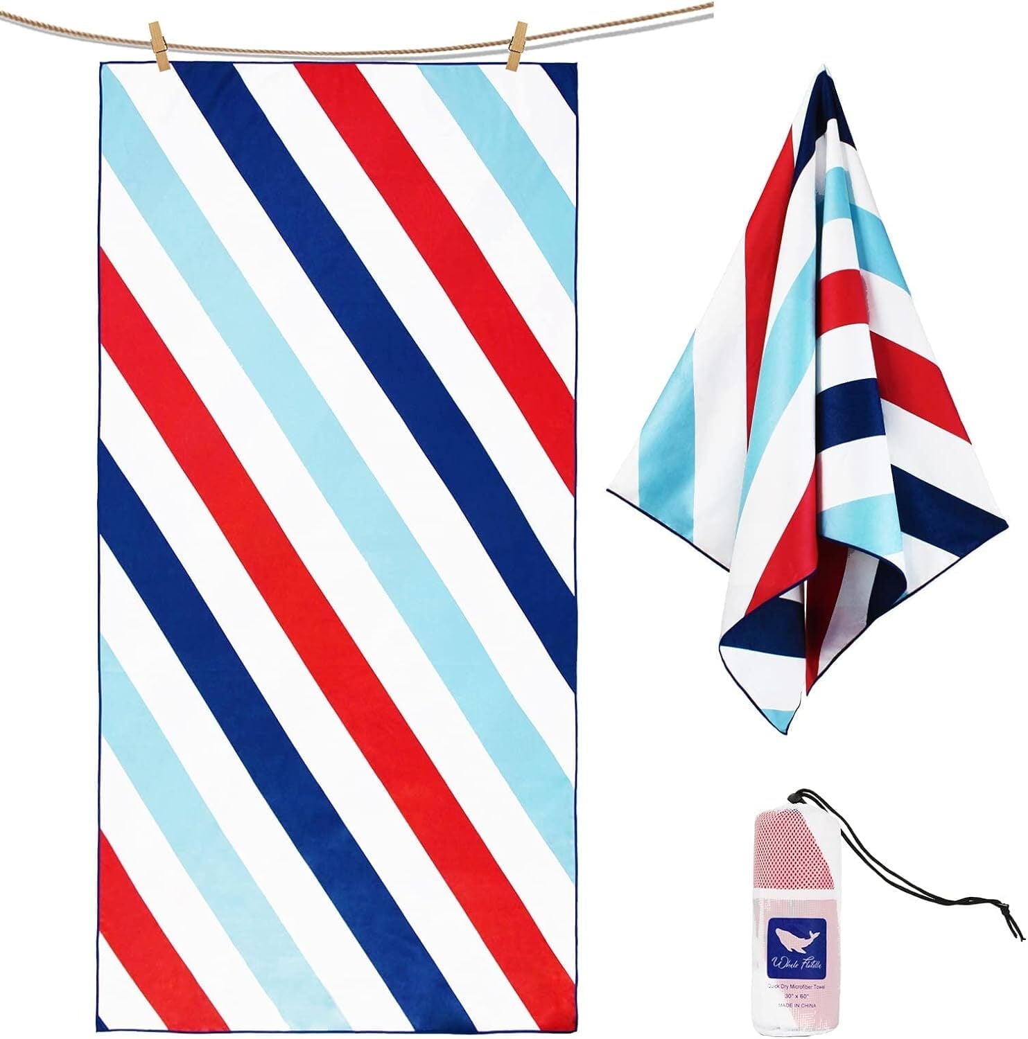 Whale Flotilla Large 30"x60" Quick Dry Beach Towel, Microfiber Sand ...