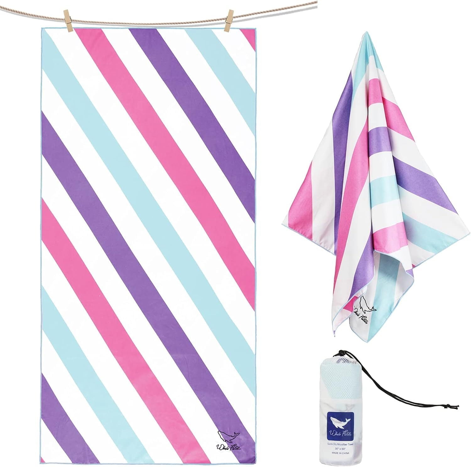 Whale Flotilla Large 30"x60" Quick Dry Beach Towel (30"x60 ...