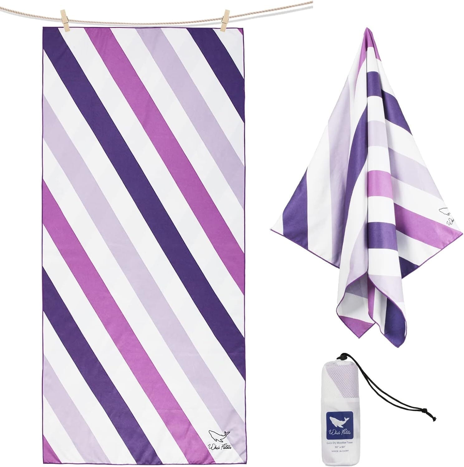 Whale Flotilla Large 30"x60" Quick Dry Beach Towel (30"x60 ...