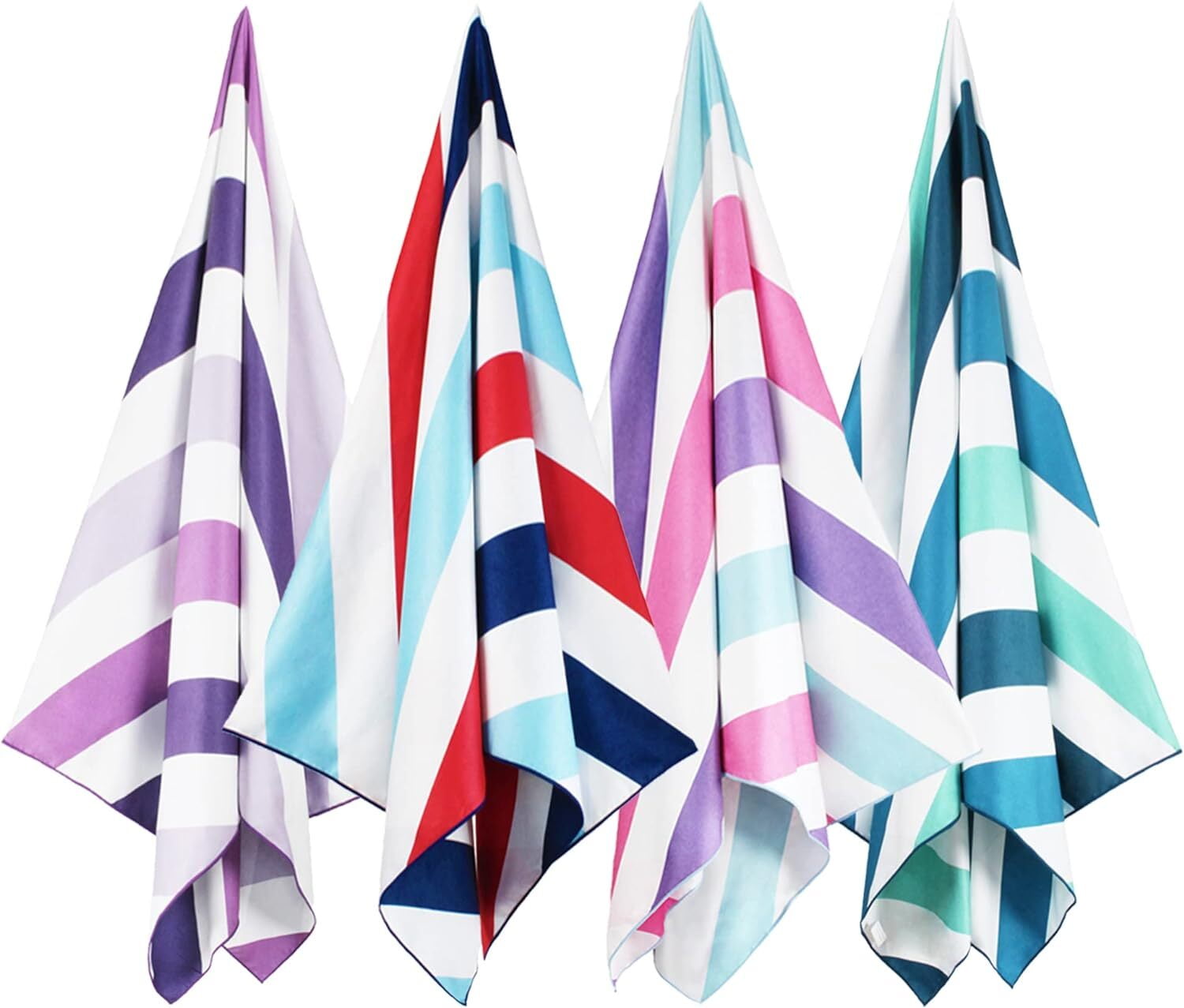 Whale Flotilla Striped Fish Microfiber Beach Towels, Multicolor, 4 ...